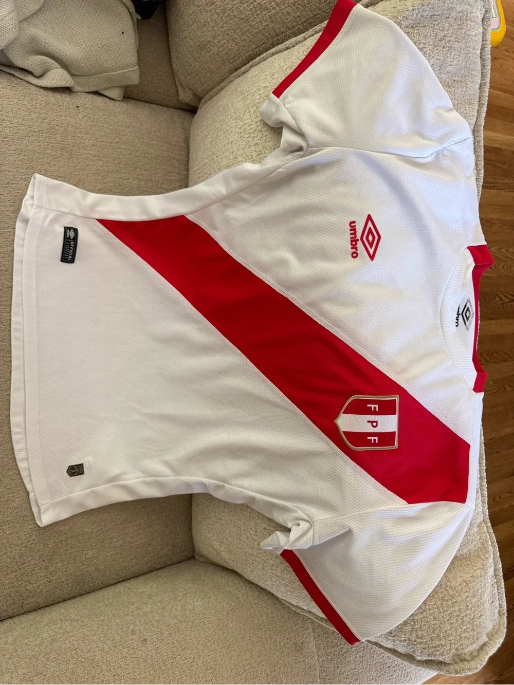 Umbro | Shirts | Fpf Peru Umbro White Mesh Soccer Jersey With Black ...